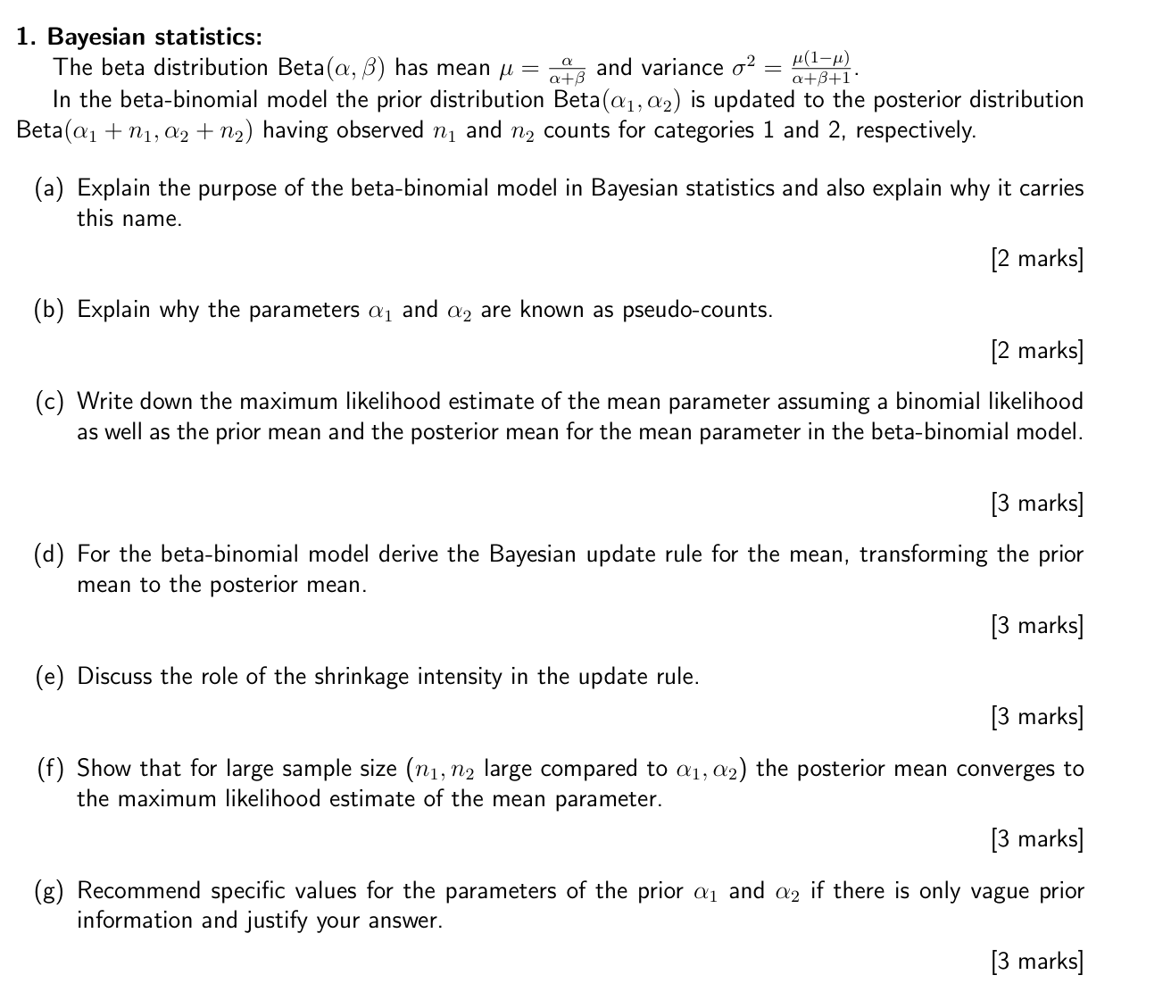 Solved Bayesian statistics:The beta distribution Β(α,β) ﻿has | Chegg.com