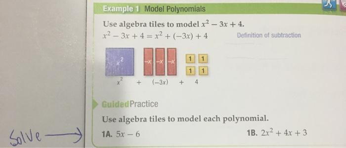 Solved Example 1 Model Polynomials Use algebra tiles to | Chegg.com