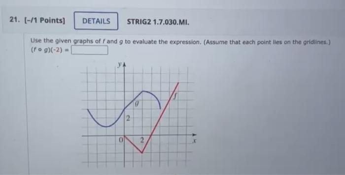 Solved use the given graphs of f and g ti evaluate the | Chegg.com