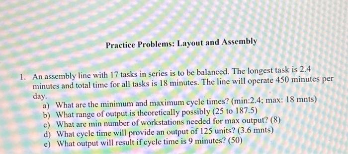 Solved Practice Problems: Layout and Assembly 1. An assembly | Chegg.com