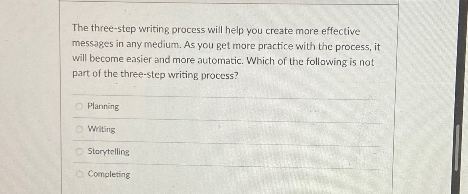 Solved The three-step writing process will help you create | Chegg.com