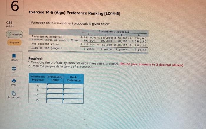 Solved 6 Exercise 14-5 (Algo) Preference Ranking (L014-5) | Chegg.com
