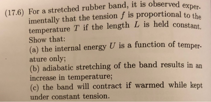 Solved (17.6) For a stretched rubber band, it is observed | Chegg.com