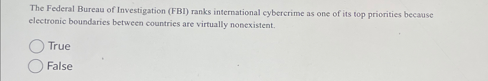 Solved The Federal Bureau of Investigation (FBI) ﻿ranks | Chegg.com