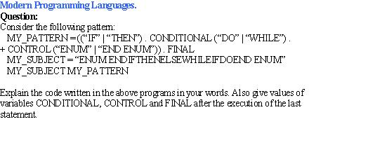 Modern Programming Languages. Consider the following | Chegg.com