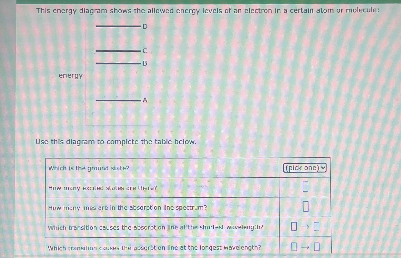 Solved This energy diagram shows the allowed energy levels | Chegg.com