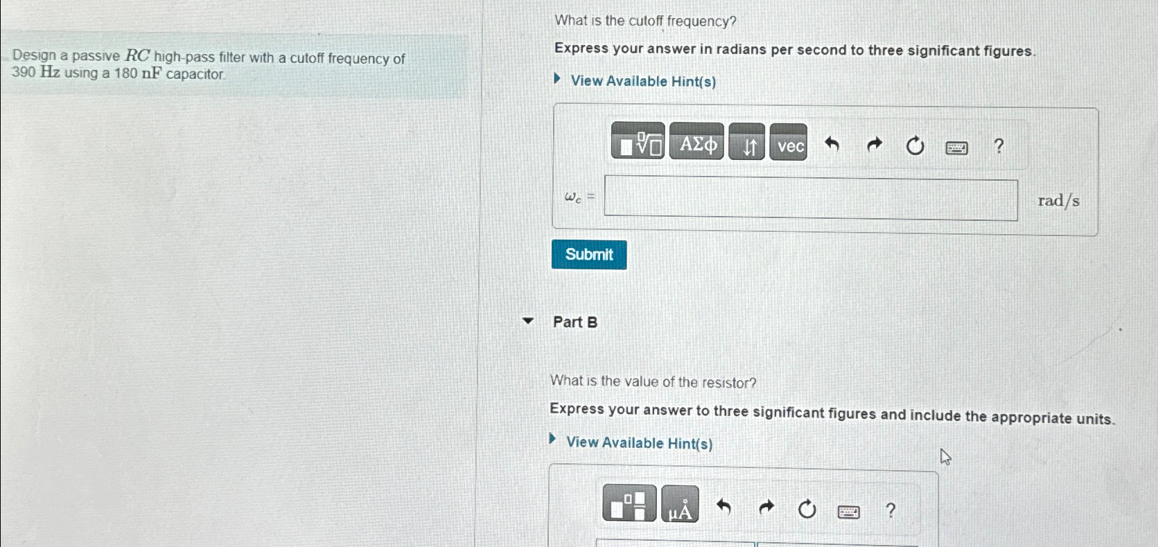 Solved What is the cutoff frequency?Design a passive RC | Chegg.com