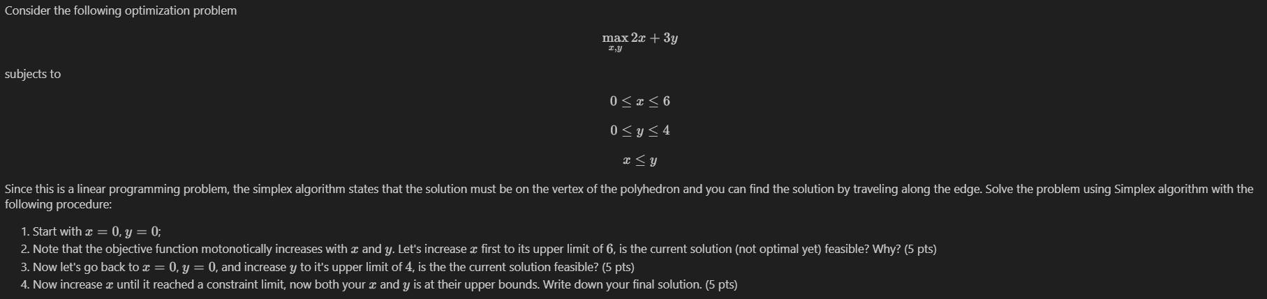 Solved Consider the following optimization | Chegg.com