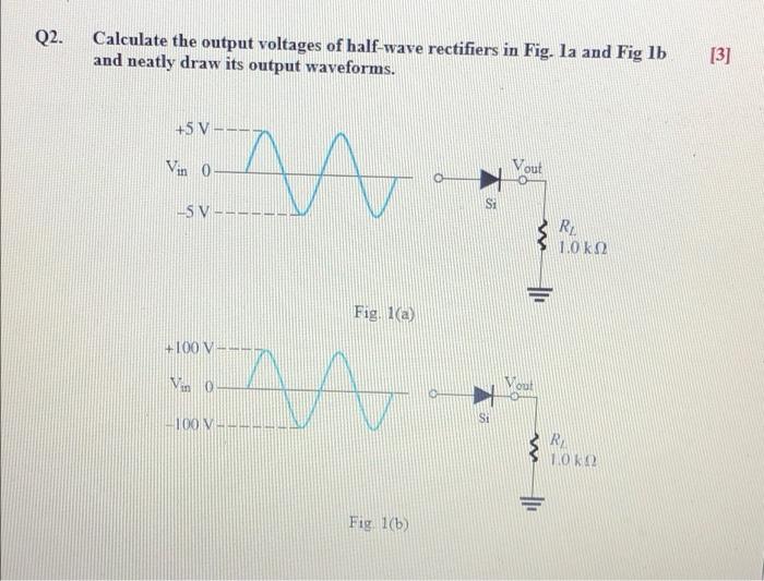 Solved Q2. Calculate the output voltages of half-wave | Chegg.com
