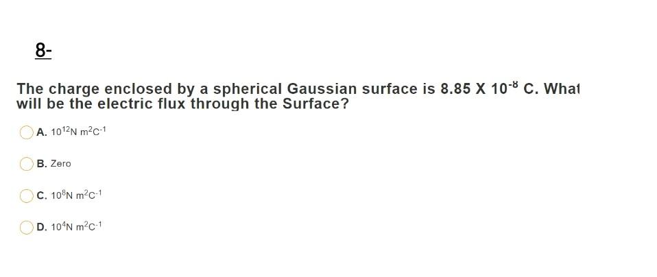 Solved The charge enclosed by a spherical Gaussian surface | Chegg.com