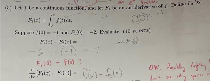 Solved 5) Let f be a continuous function, and let F1 be an | Chegg.com