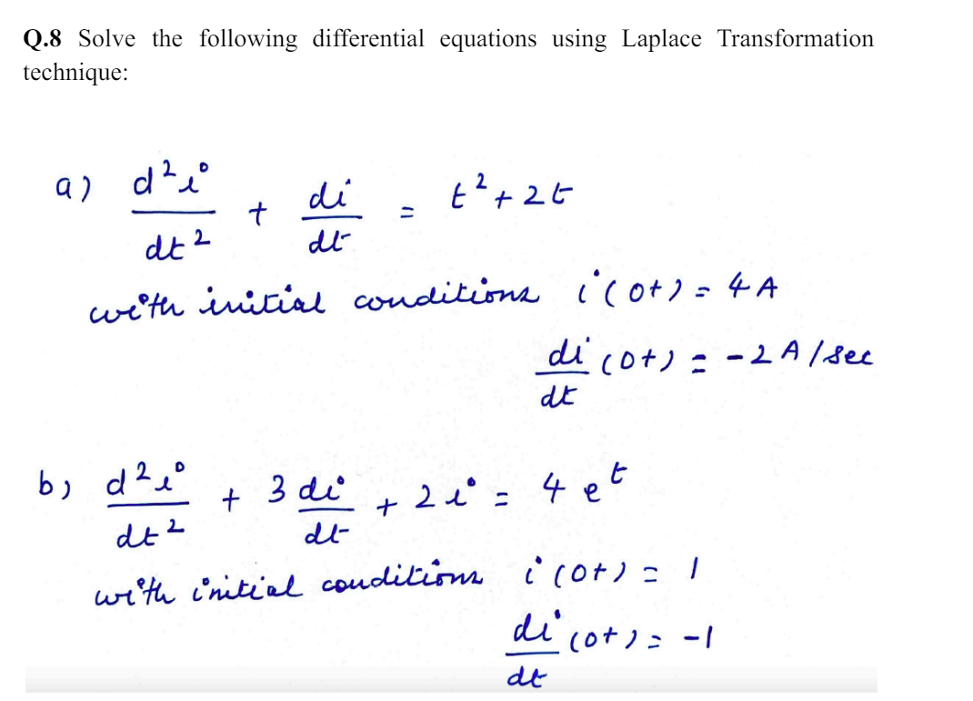 Solved ONLY b pleaseQ. 8 ﻿Solve the following differential | Chegg.com