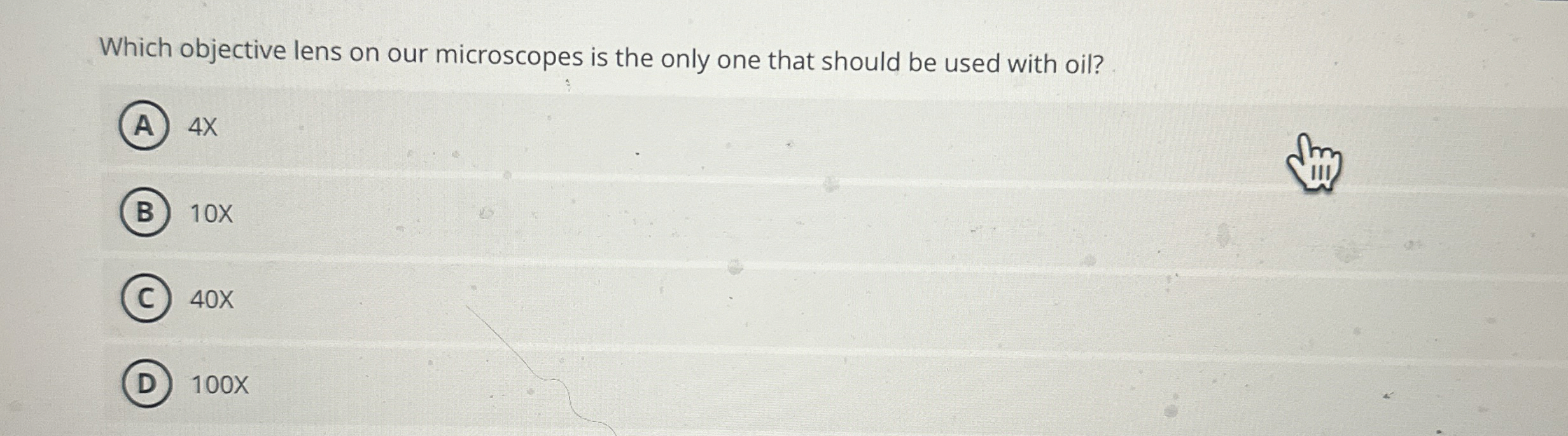 Solved Which objective lens on our microscopes is the only | Chegg.com