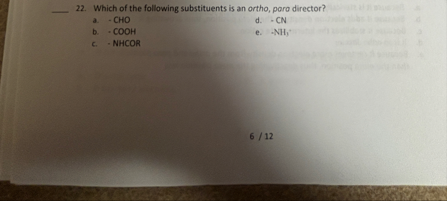Solved Which of the following substituents is an ortho, para | Chegg.com