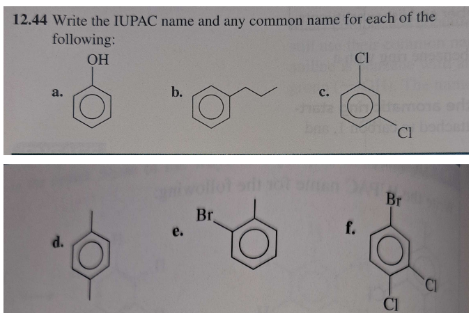 Solved Write the IUPAC name and any common name for each of | Chegg.com