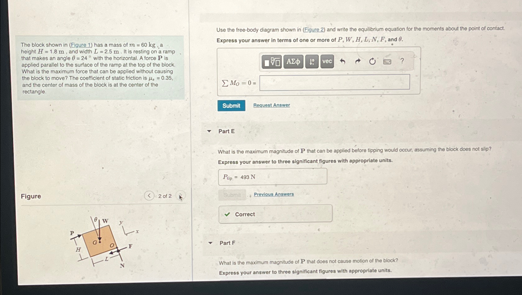 Solved The block shown in (Figure 1) ﻿has a mass of m=60kg, | Chegg.com