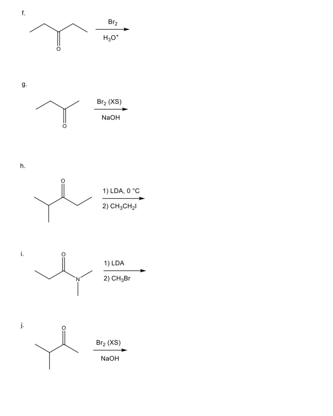 Solved Draw the product to each of the following reactions. | Chegg.com