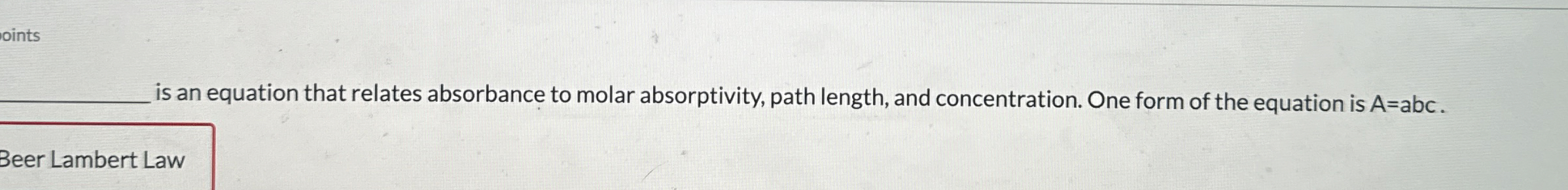 Solved q, ﻿is an equation that relates absorbance to molar | Chegg.com