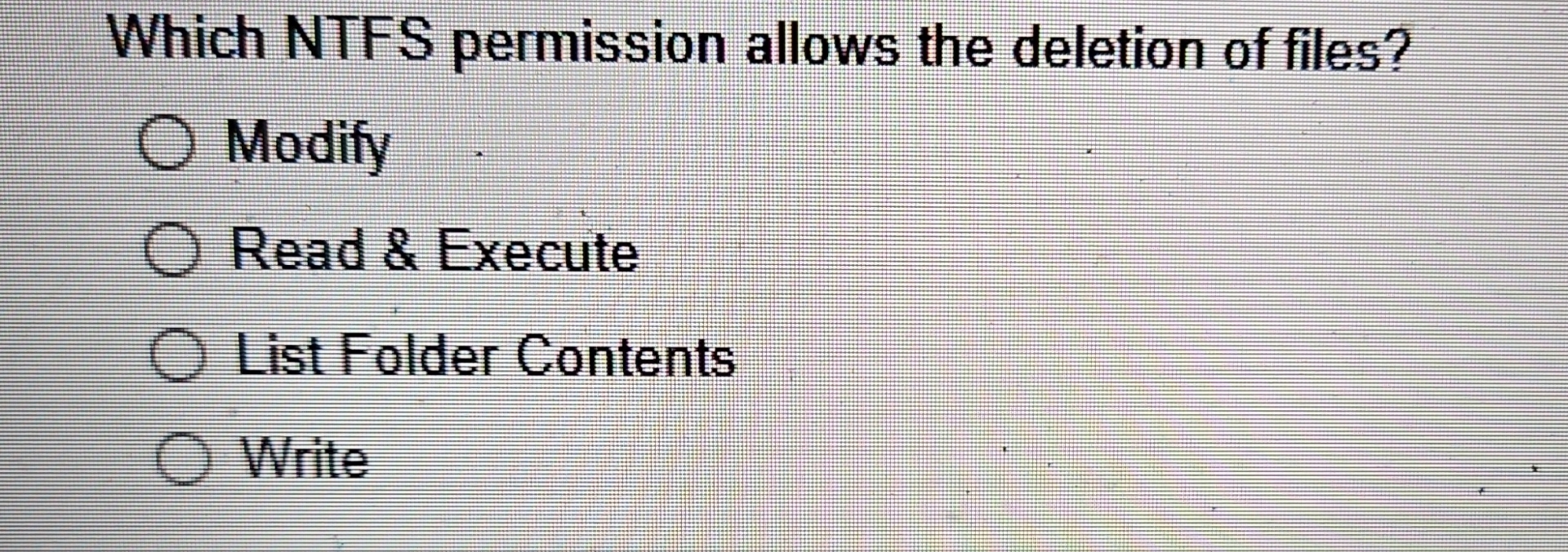 Solved Which NTFS permission allows the deletion of | Chegg.com