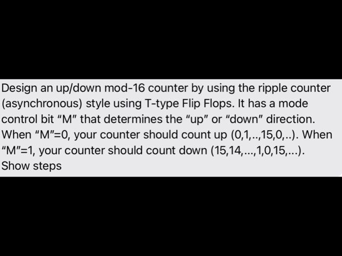 Solved Design an up/down mod-16 counter by using the ripple | Chegg.com