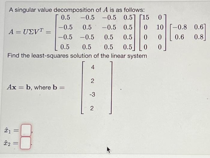 Solved A singular value decomposition of A is as follows: | Chegg.com
