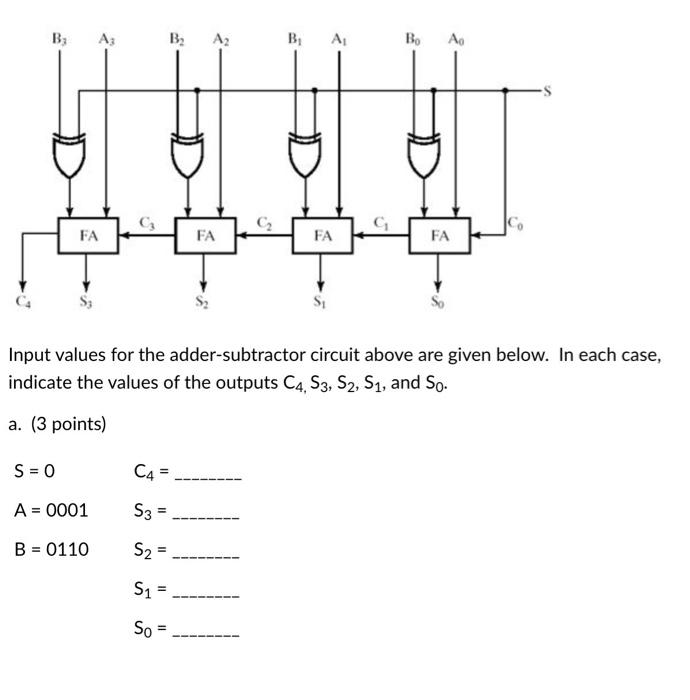 Solved B; Az B2 Az BAL во Ao G FA FA FA FA Input values for | Chegg.com