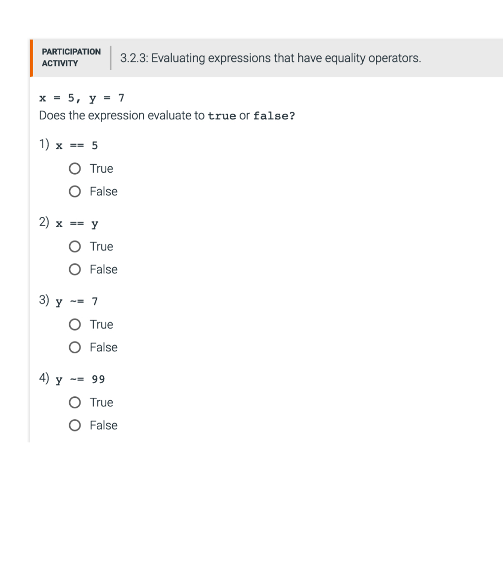 Solved PARTICIPATIONACTIVITY3.2.3: Evaluating expressions | Chegg.com