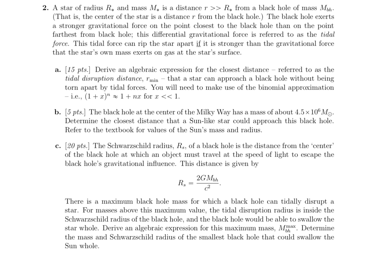 Solved A star of radius R** ﻿and mass M** ﻿is a distance | Chegg.com