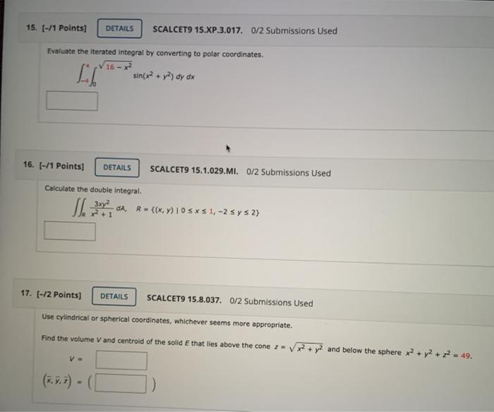 Solved 1. (-/1 Points] DETAILS SCALCET9 15.2.025.0/2 | Chegg.com