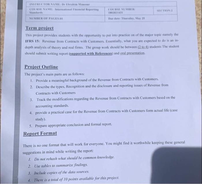 Solved INSTRUCTOR NAME: Dr Ebrahim Mansour COURSE NAME: | Chegg.com