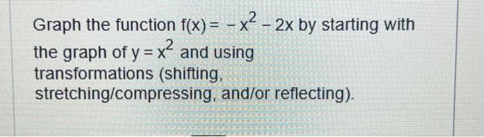 Solved 2 Graph the function f(x) = − x² – 2x by starting | Chegg.com