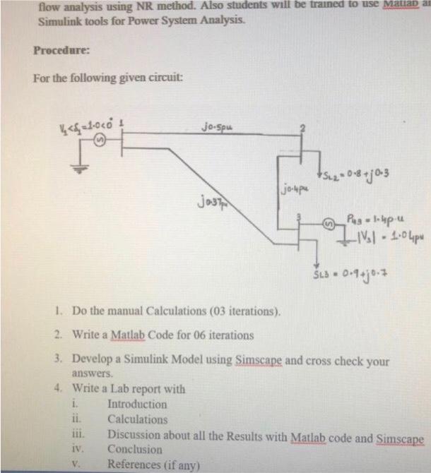 Solved flow analysis using NR method. Also students will be | Chegg.com