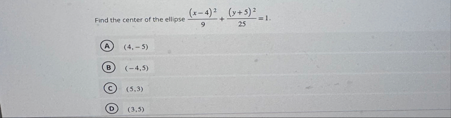 Solved Find the center of the ellipse | Chegg.com