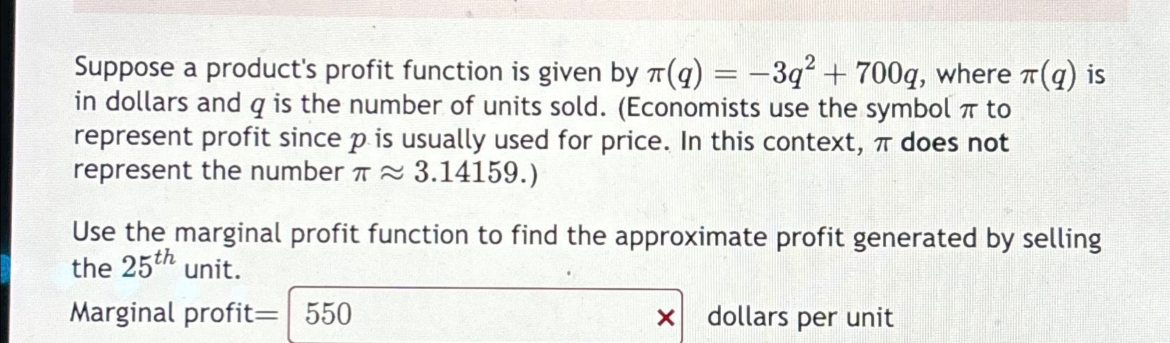 Solved Suppose a product's profit function is given by | Chegg.com