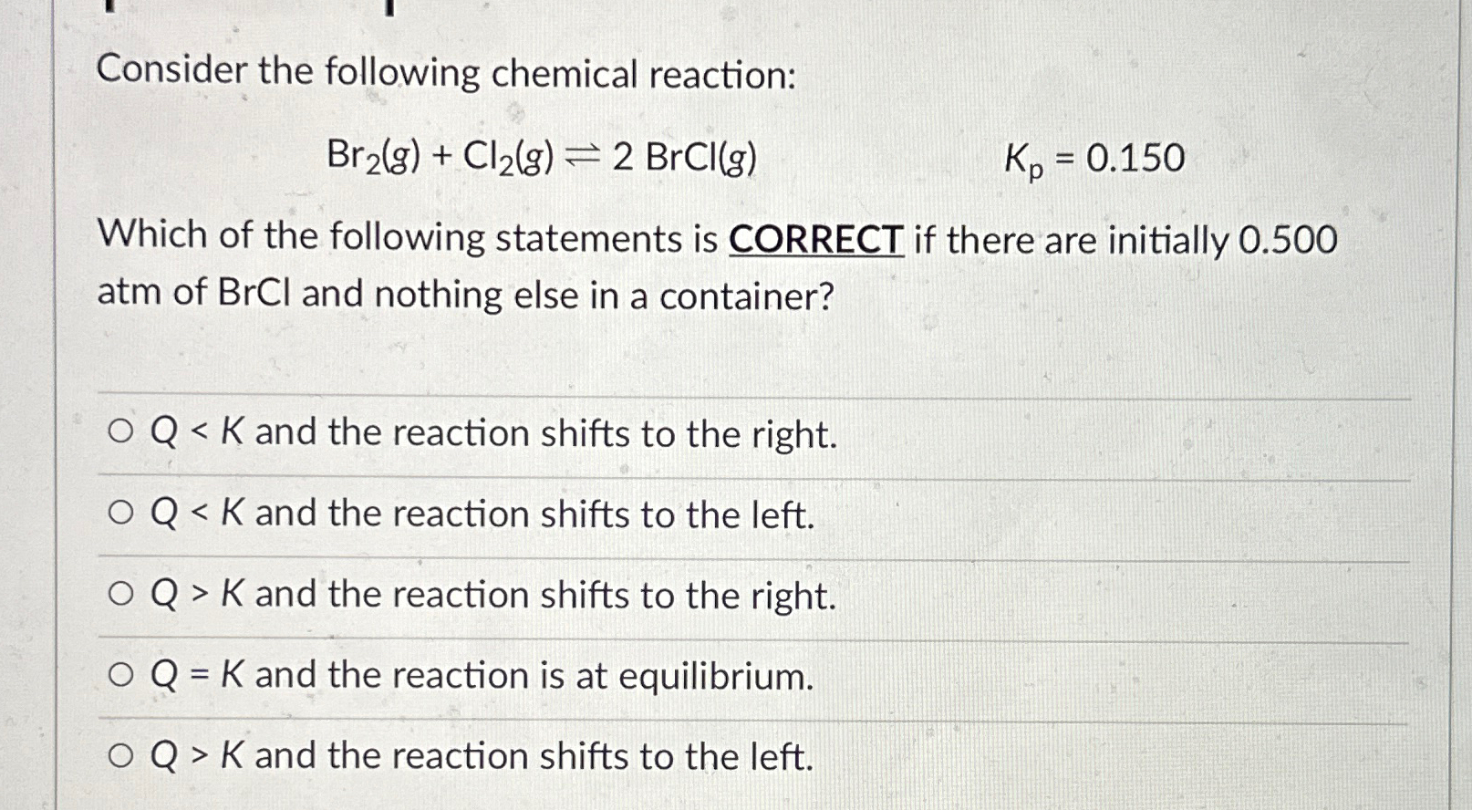 Solved Consider the following chemical | Chegg.com