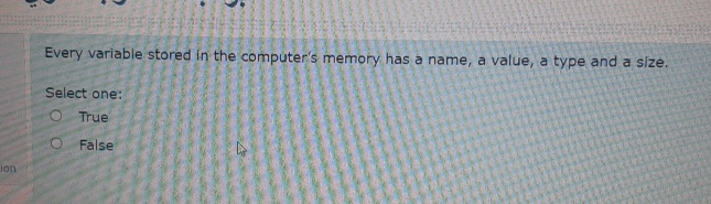 Solved Every Variable Stored In The Computers Memory Has A 7014
