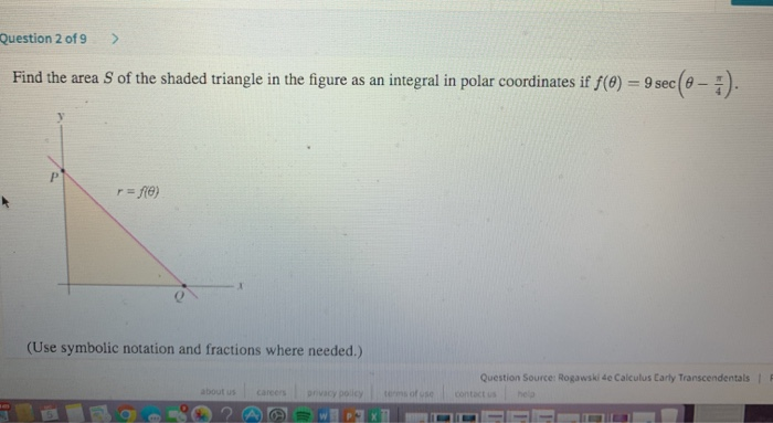 Solved Find the area S of the shaded triangle in the figure | Chegg.com
