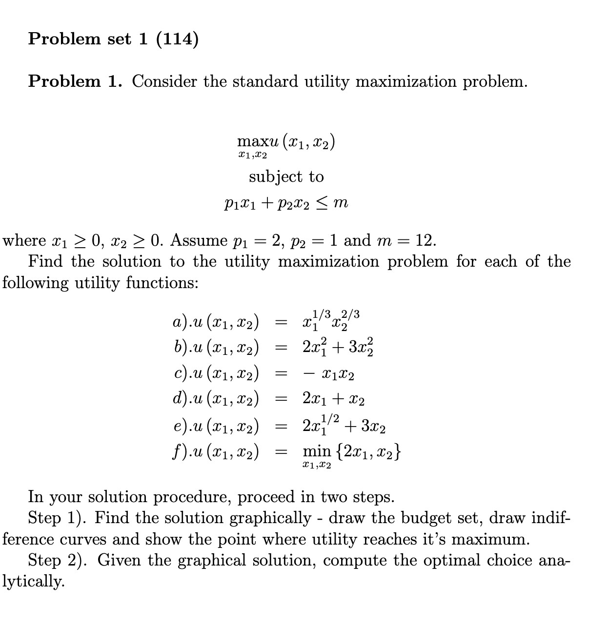 Solved Problem Set 1 114 Problem 1 consider The Standard