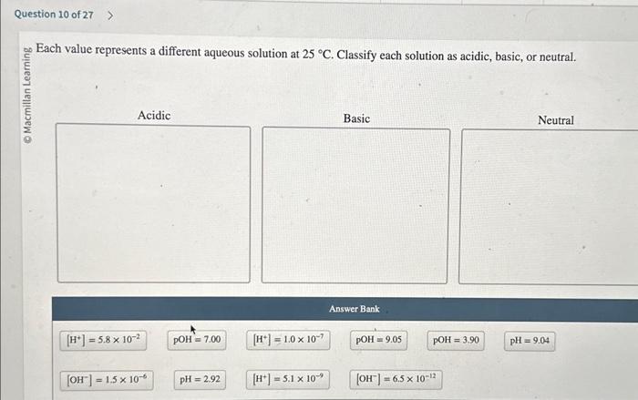 Solved Each value represents a different aqueous solution at | Chegg.com