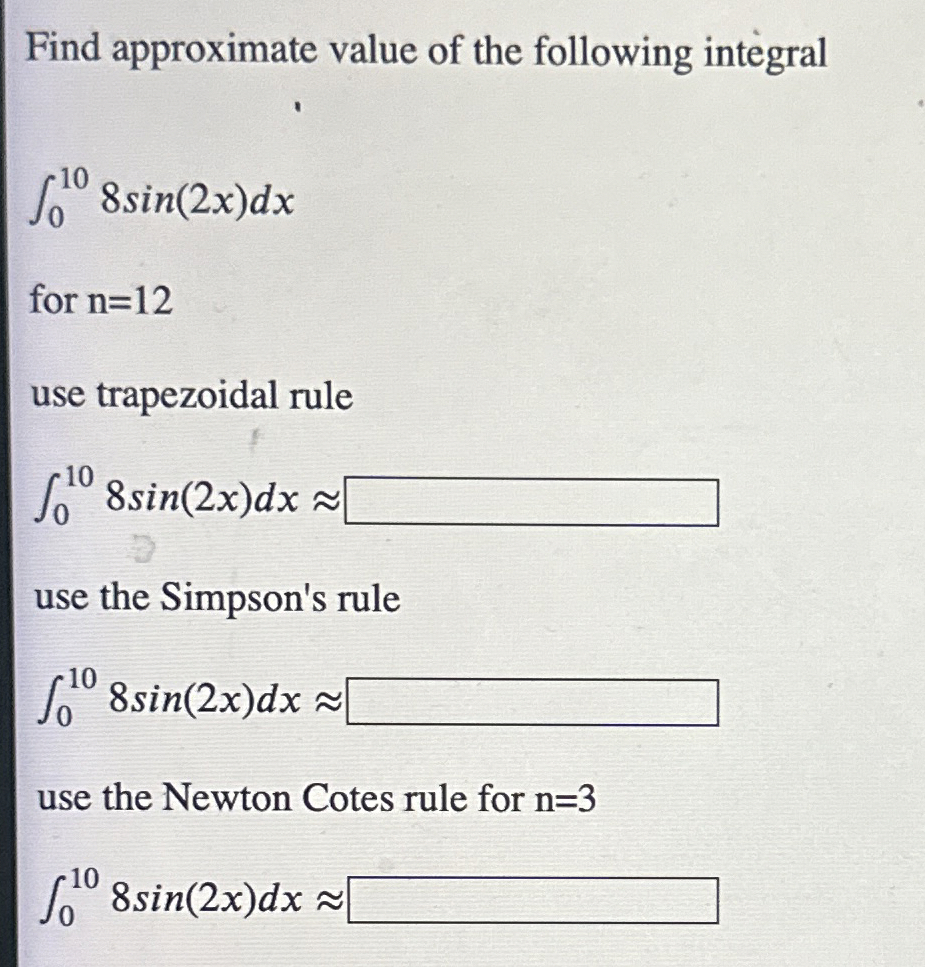 Solved Find approximate value of the following | Chegg.com