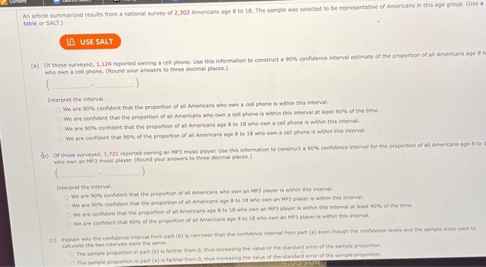 Solved (a) of those surveyed, 1,124 reported owning a cell | Chegg.com