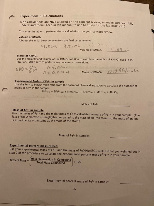 Solved Laboratory Procedure (11): Performing a redox | Chegg.com