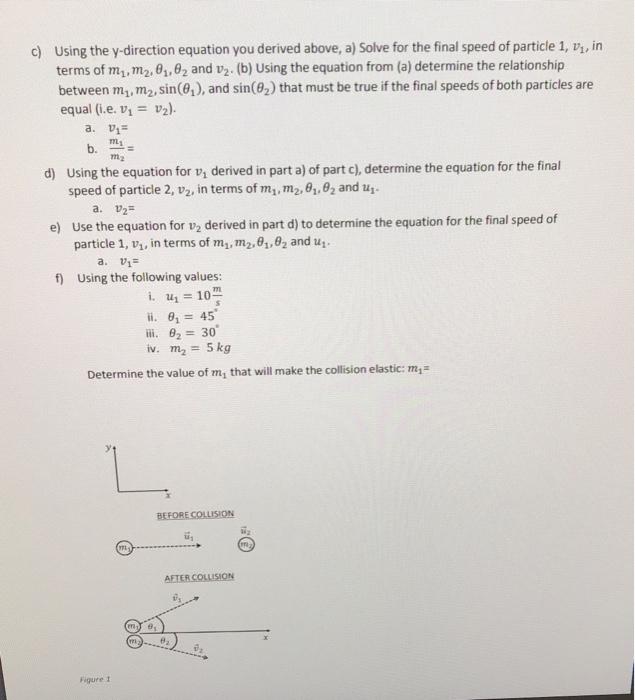 Solved 2) Two particles of masses m1 and m2 collide on a | Chegg.com