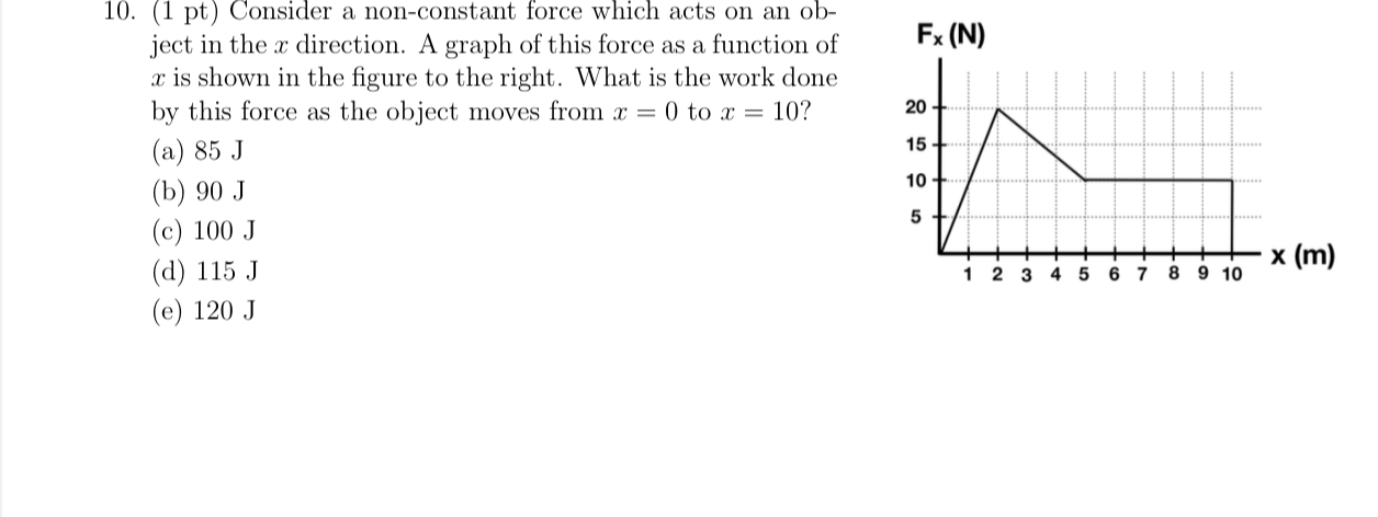Solved (1 ﻿pt) ﻿Consider a non-constant force which acts on | Chegg.com