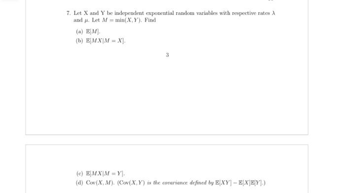 Solved 7. Let X and Y be independent exponential random | Chegg.com