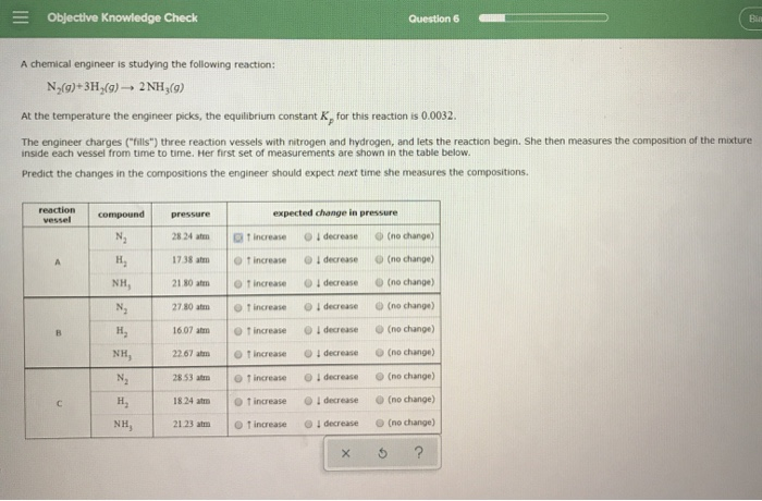 Solved = Objective Knowledge Check Question 6 A chemical | Chegg.com