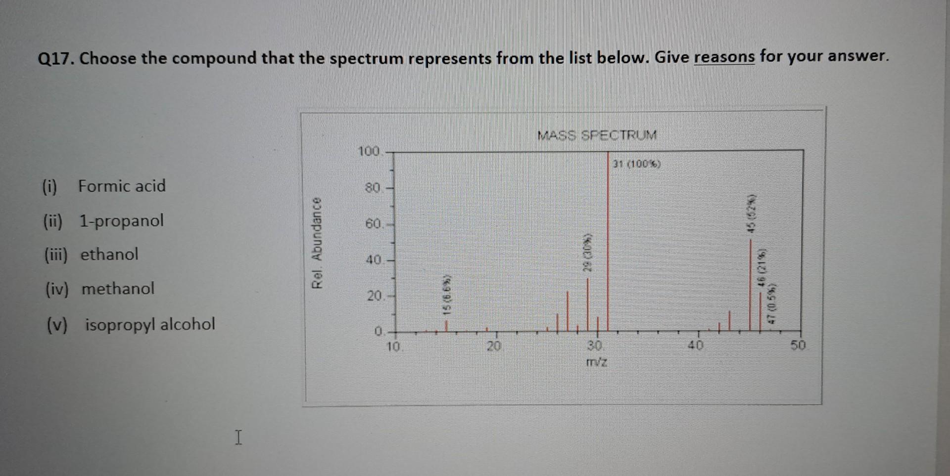 Solved Q17. Choose the compound that the spectrum represents | Chegg.com