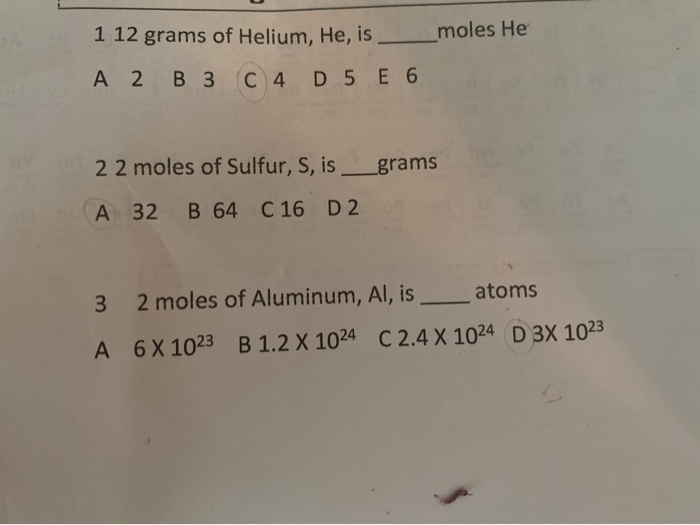 Solved moles He 1 12 grams of Helium, He, is A 2 B 3 C 4 D 5 | Chegg.com