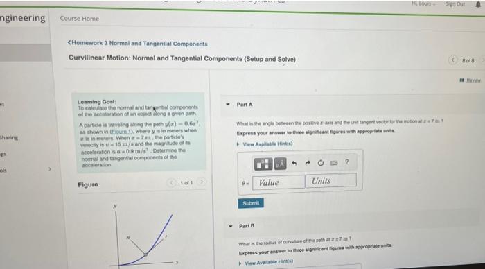 Solved partA of the acceteration of an oblest aiong a pven | Chegg.com