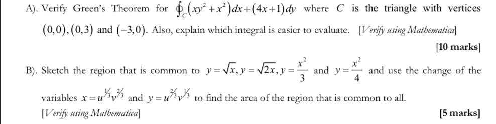 Solved A). ﻿Verify Green's Theorem for | Chegg.com